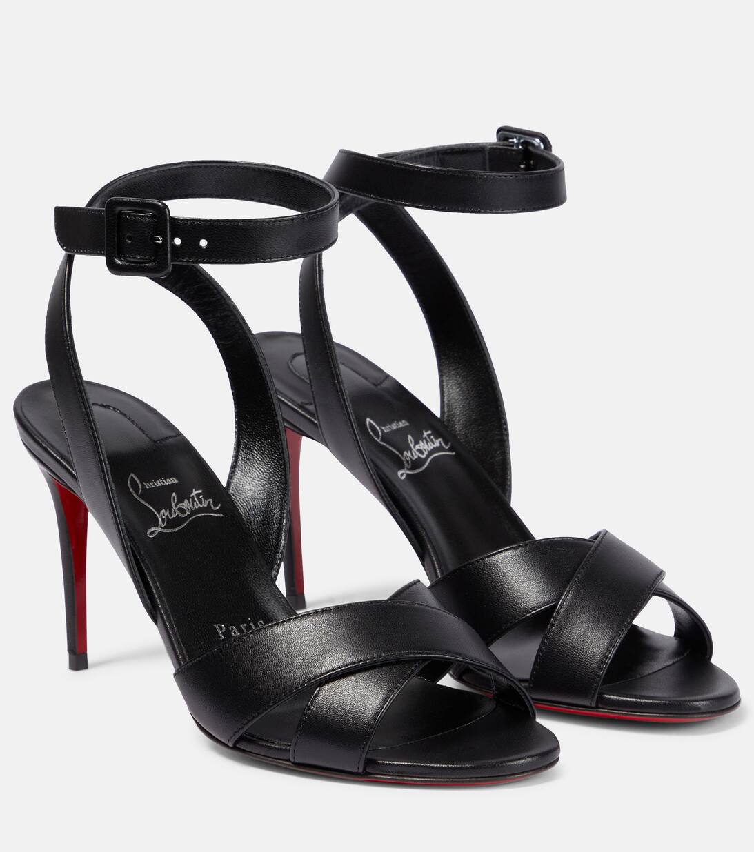 Mariza 85 Leather Sandals in Black - Christian Louboutin | Mytheresa