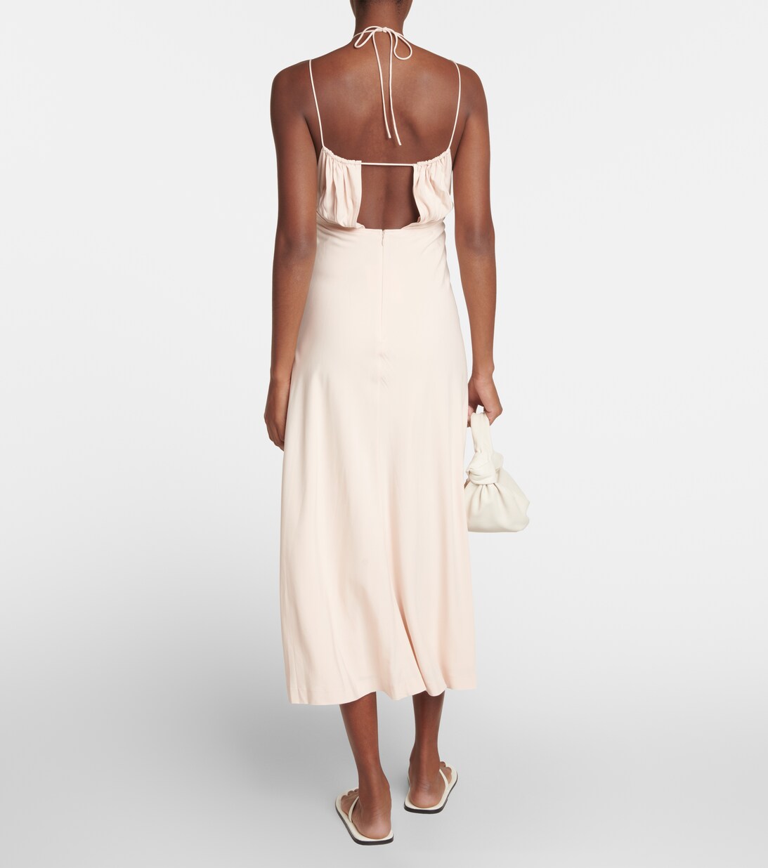 Halterneck Silk Maxi Dress in Pink - Toteme | Mytheresa