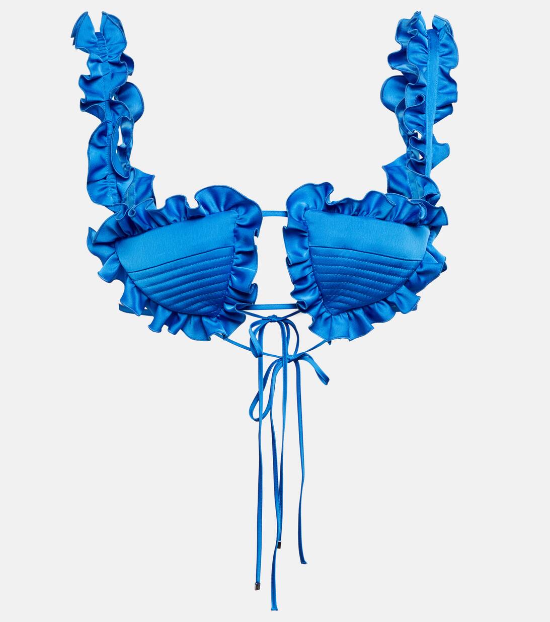 Glory Ruffled Satin Bralette in Blue - The Attico | Mytheresa