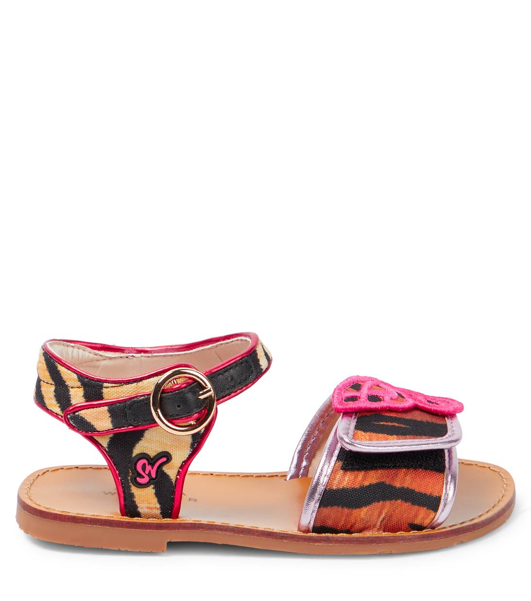 Butterfly Tiger Print Sandals in Multicoloured - Sophia Webster Mini ...