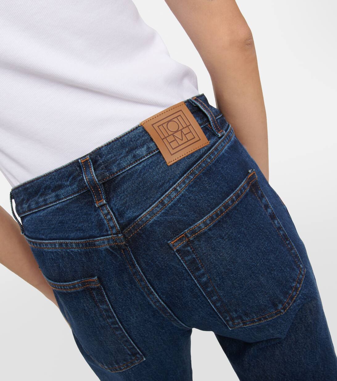 Twisted Seam Mid Rise Straight Jeans in Blue - Toteme | Mytheresa