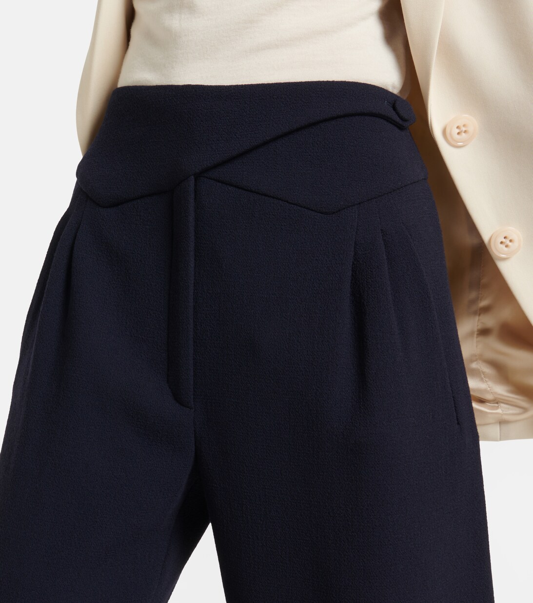 Basque High Rise Virgin Wool Pants in Blue - Blaze Milano | Mytheresa