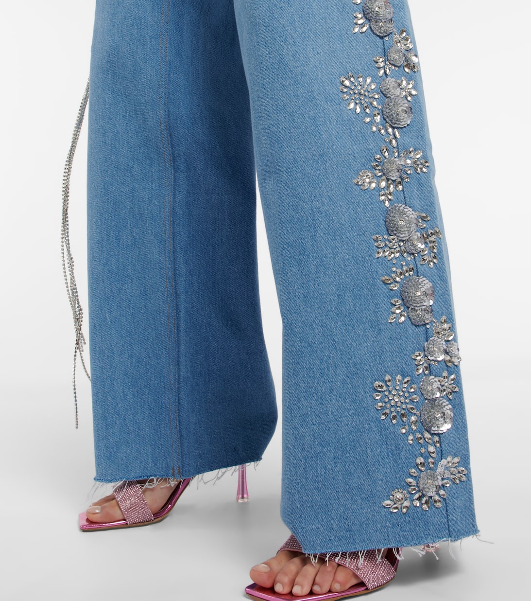 Embroidered Wide Leg Jeans in Blue - Magda Butrym | Mytheresa