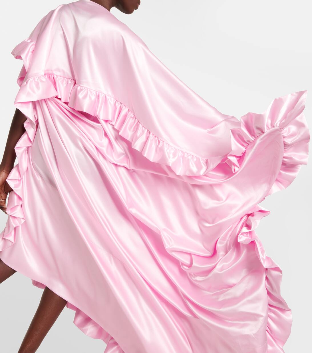 Ruffled One Shoulder Satin Dress in Pink - Acne Studios | Mytheresa