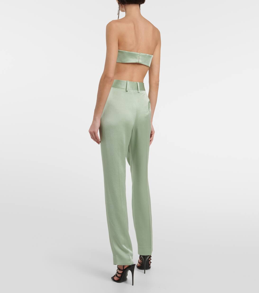 Clyde Satin Bandeau Bra in Green - Blaze Milano | Mytheresa