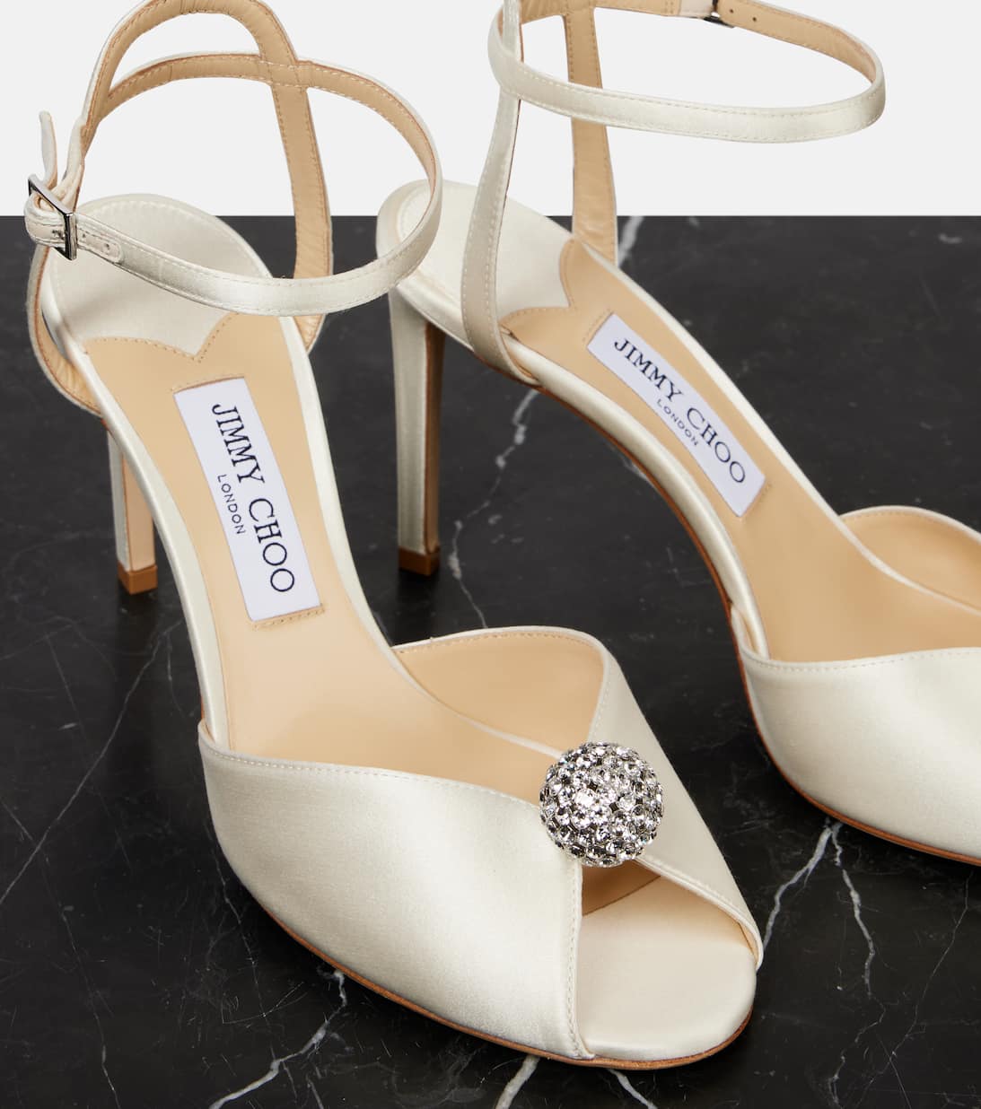 Sacora 85 Embellished Satin Sandals in White - Jimmy Choo | Mytheresa