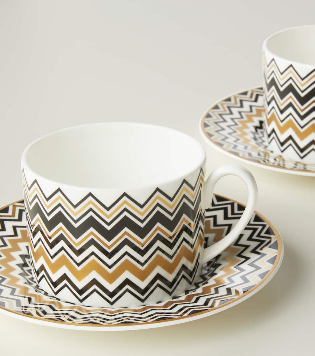 Zig Zag Gold Set Of 2 Teacups And Saucers in Multicoloured - Missoni ...