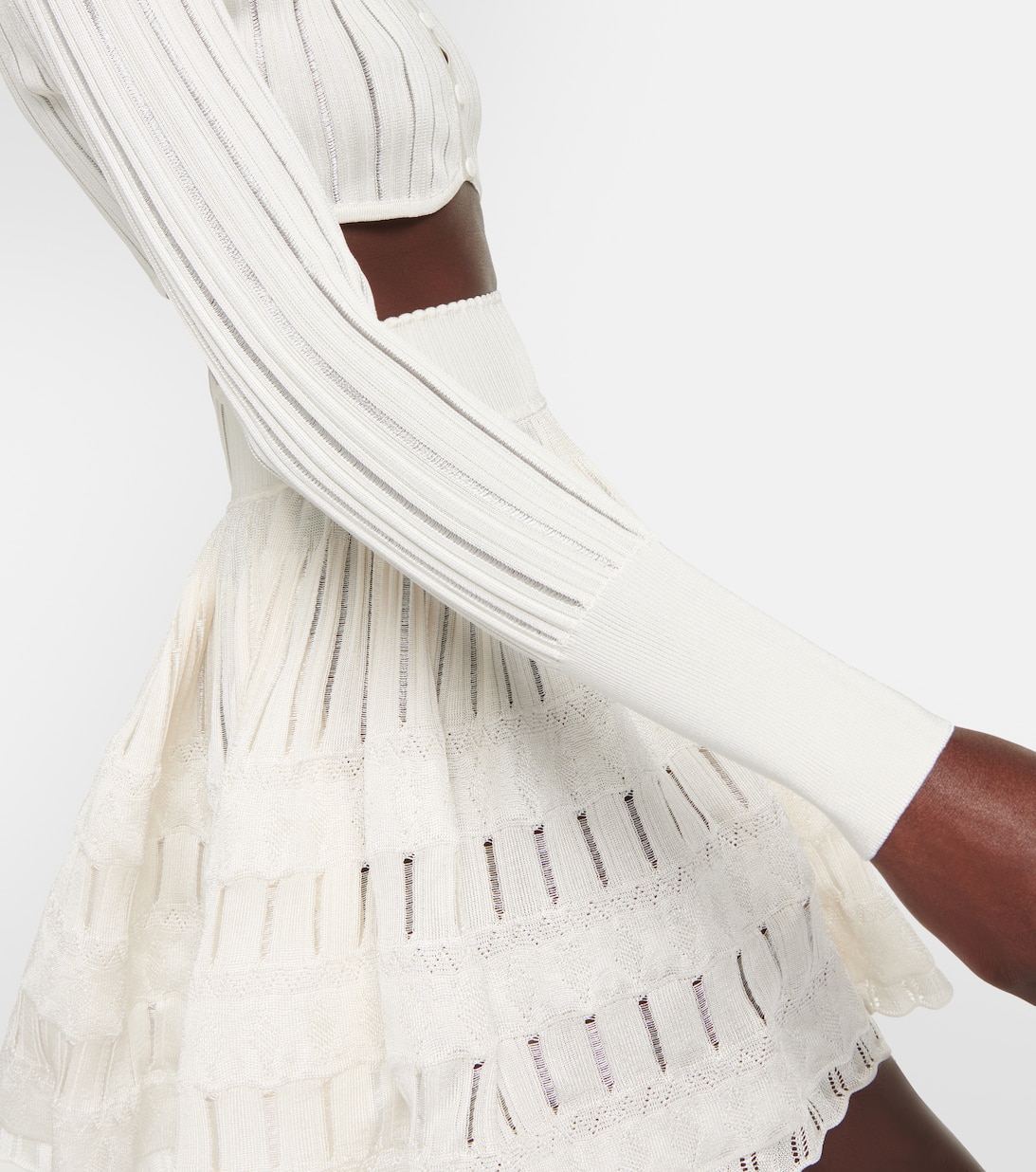 Ribbed Knit Cropped Cardigan In White Alaia Mytheresa