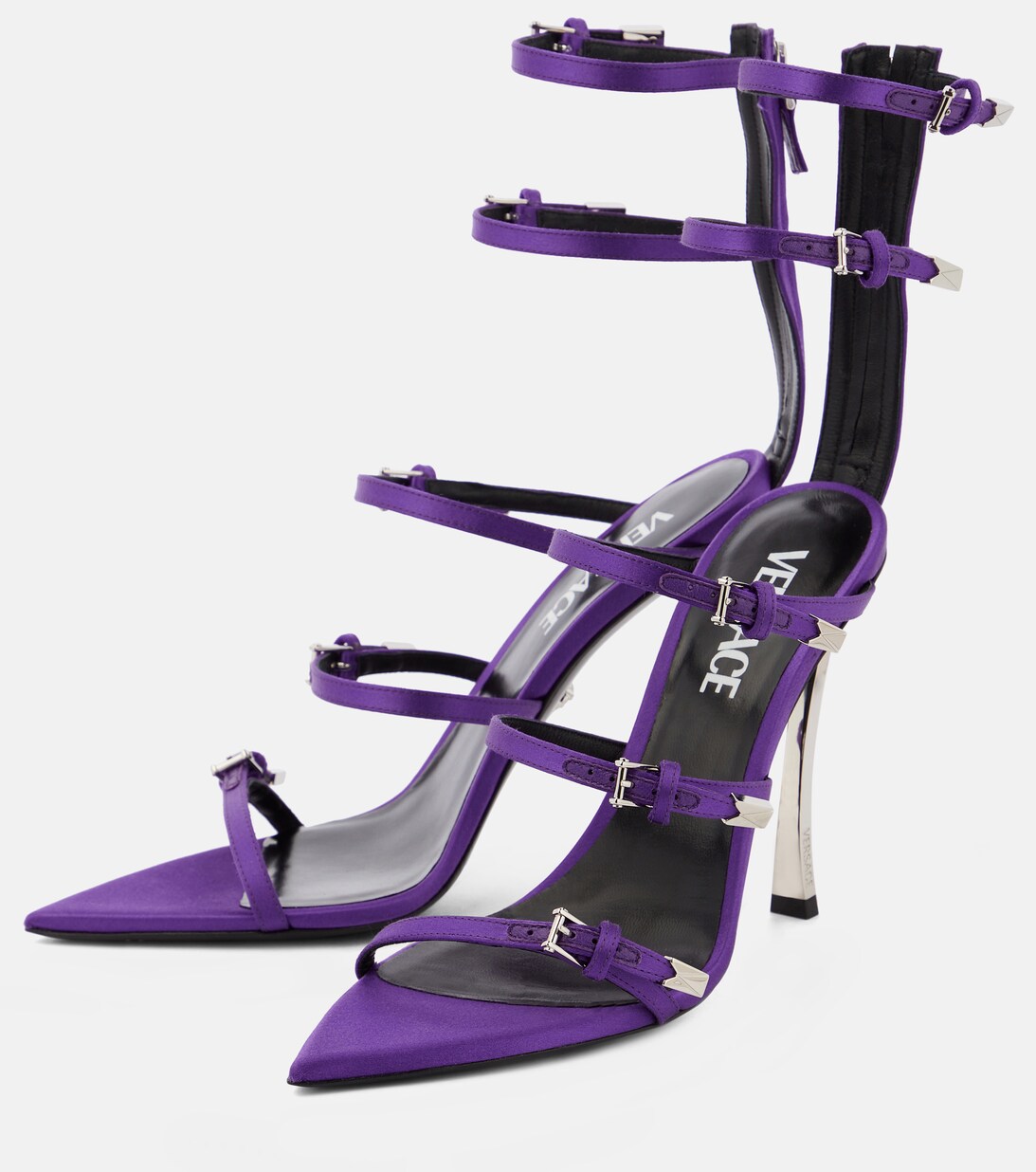 Pin Point Leather Sandals in Purple - Versace | Mytheresa