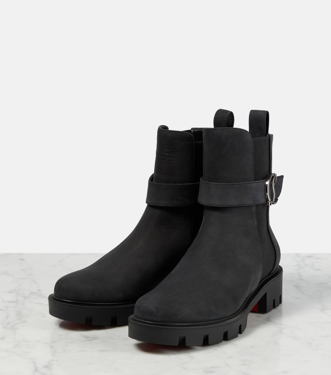 CL Chelsea Suede Ankle Boots in Black - Christian Louboutin | Mytheresa