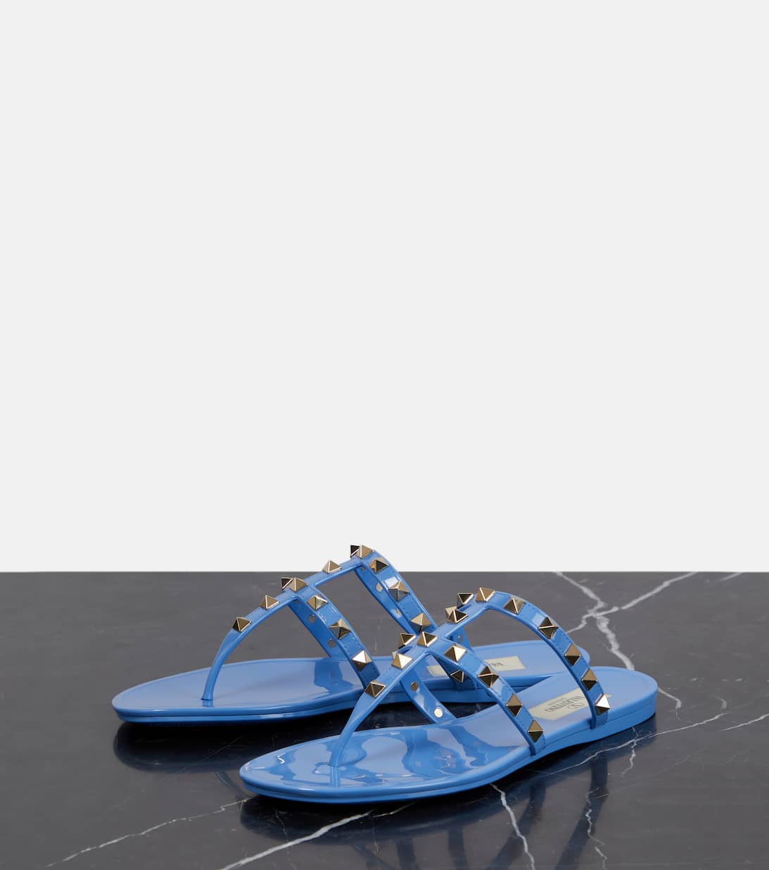 Rockstud Rubber Sandals in Blue - Valentino Garavani | Mytheresa