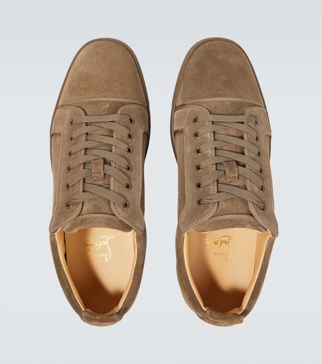 Louis Junior Suede Low Top Sneakers in Brown - Christian Louboutin ...