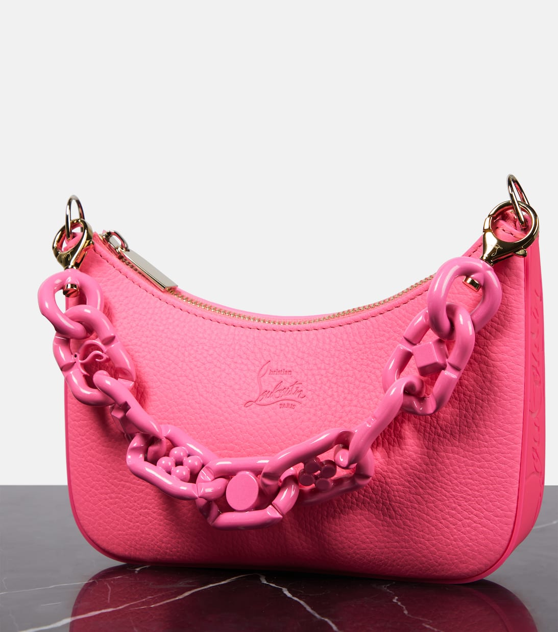 Loubila Chain Mini Leather Shoulder Bag in Pink - Christian Louboutin ...