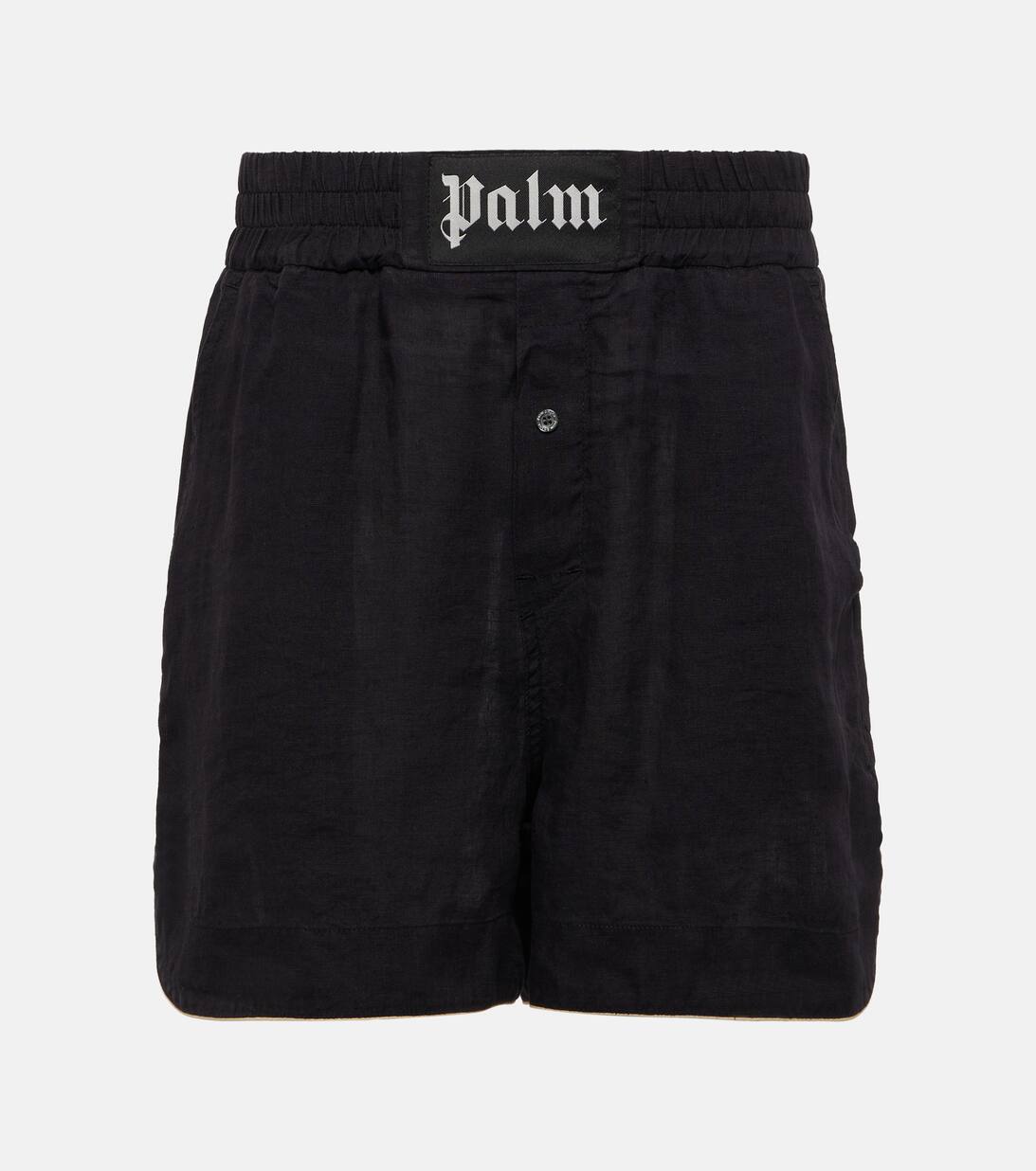 Logo Linen Boxer Shorts in Black - Palm Angels | Mytheresa