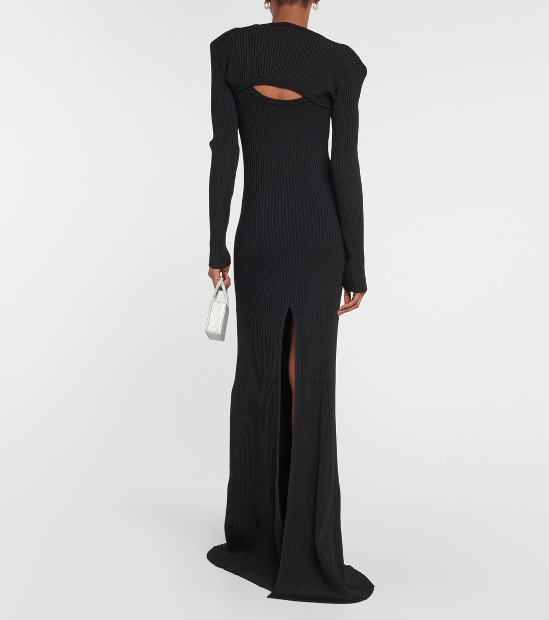 Embellished Ribbed Knit Gown in Black - David Koma | Mytheresa