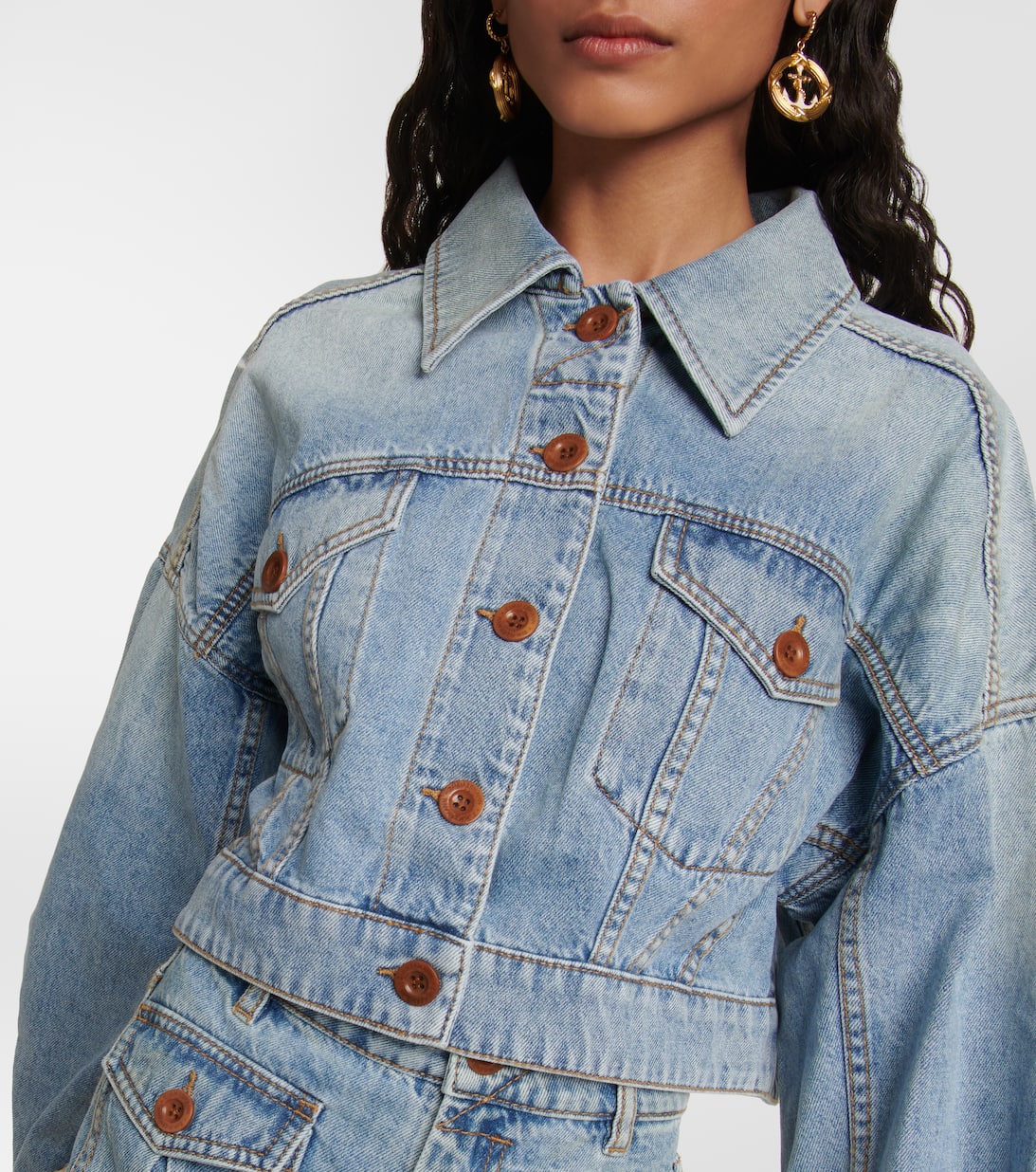 Raie Cropped Denim Jacket in Blue - Zimmermann | Mytheresa