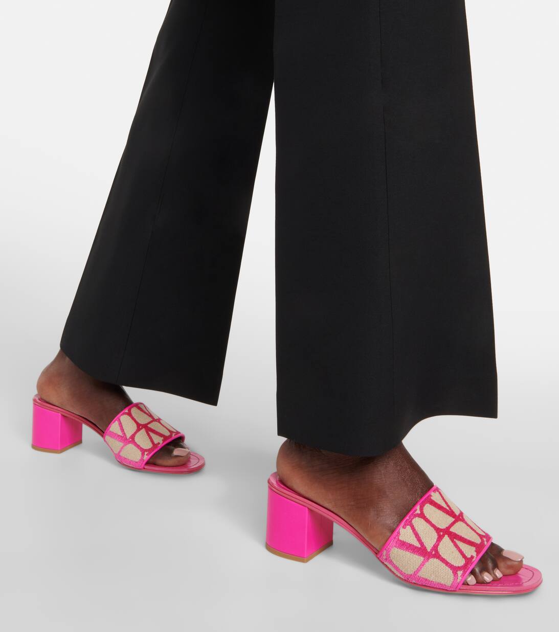 Toile Iconographe Canvas Mules in Neutrals - Valentino Garavani | Mytheresa