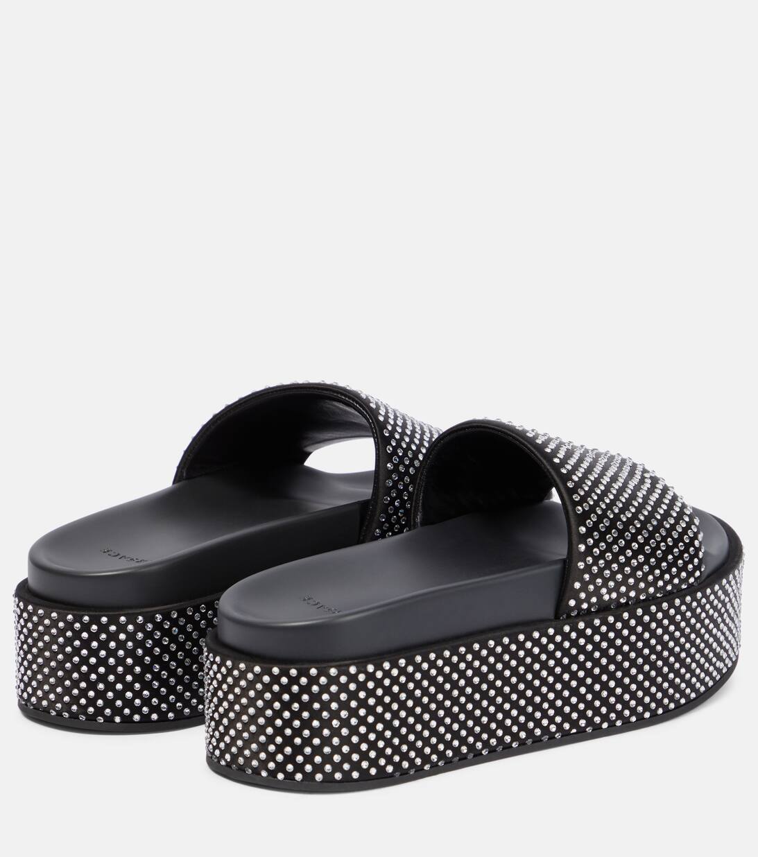 Embellished Satin Platform Slides in Multicoloured - Versace | Mytheresa