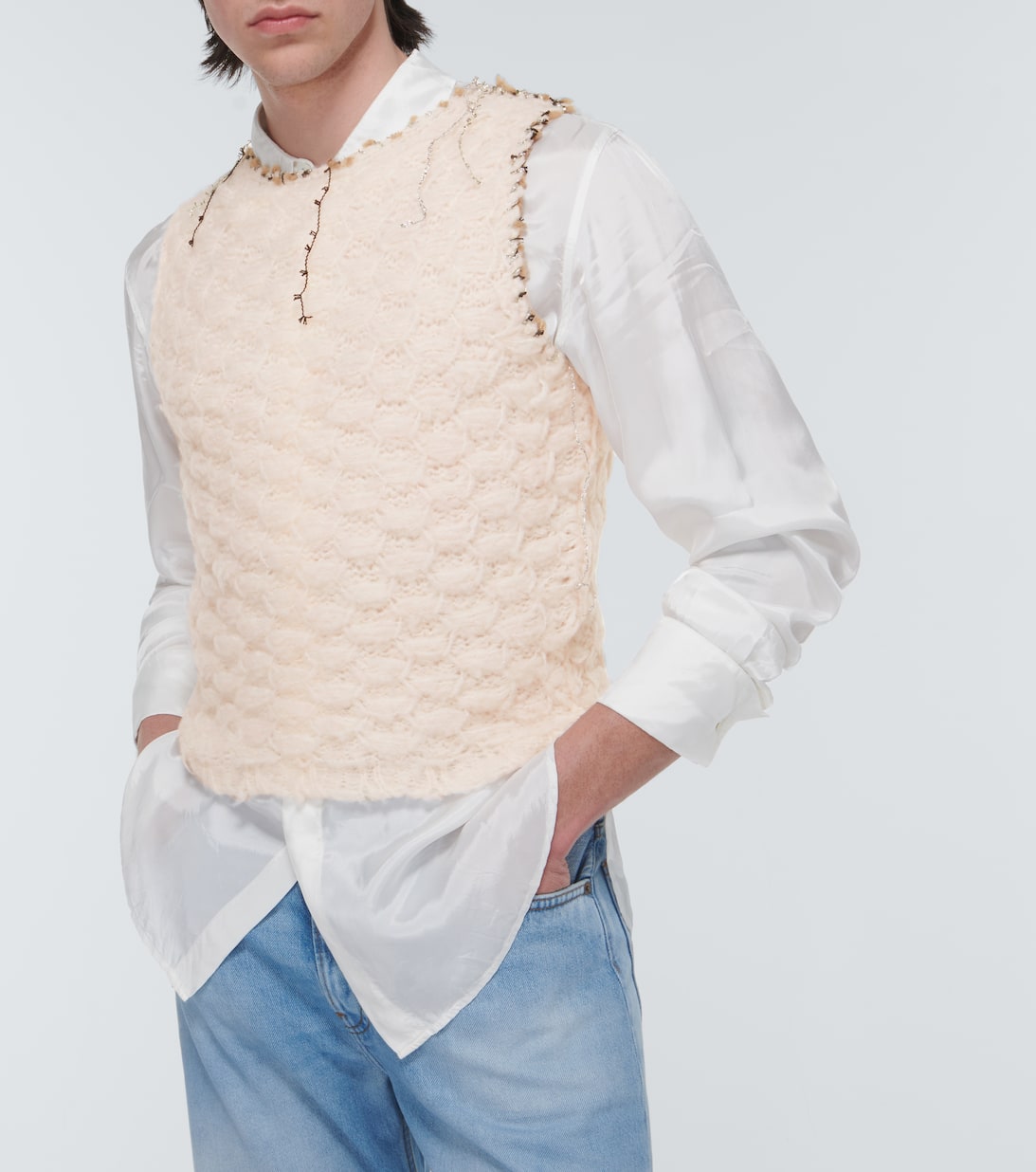 Distressed Crochet Sweater Vest in Pink - Acne Studios | Mytheresa