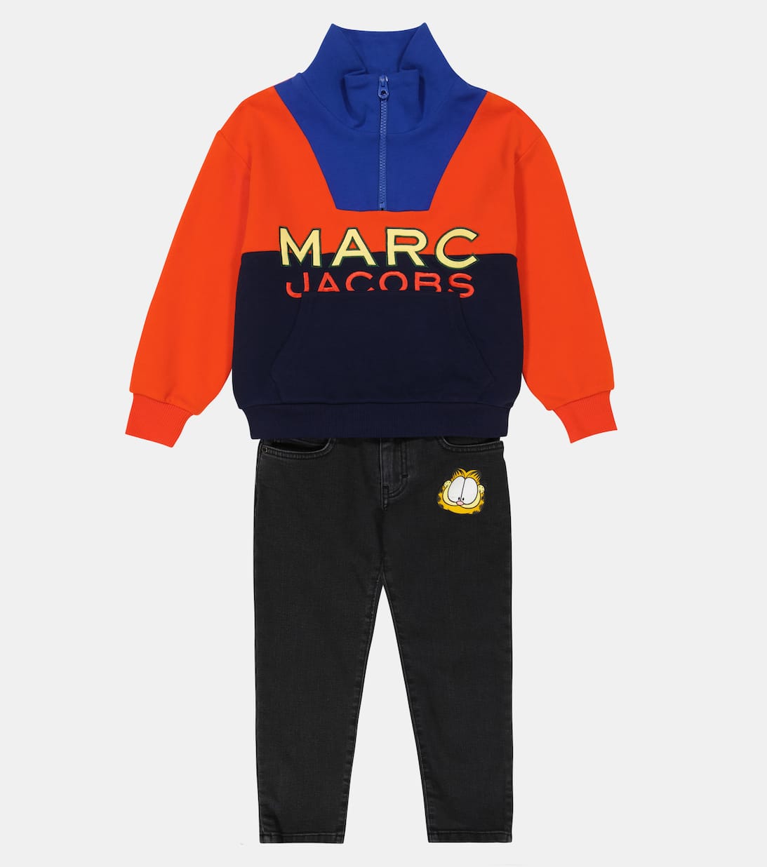 X Garfield Printed Mid Rise Straight Jeans in Black - Marc Jacobs Kids ...
