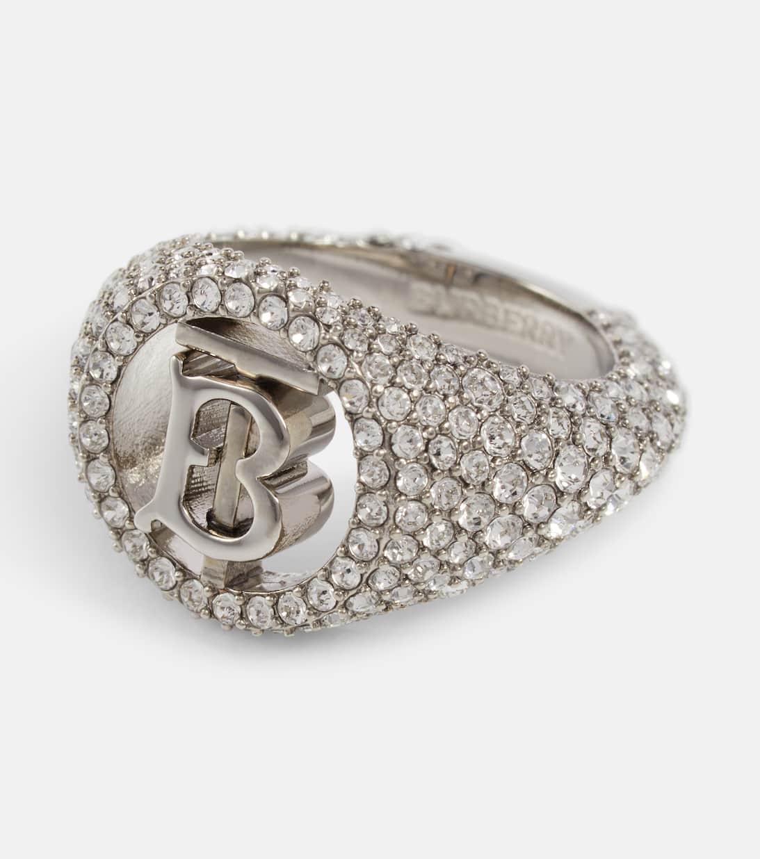 Monogram Embellished Signet Ring in Silver - Burberry | Mytheresa