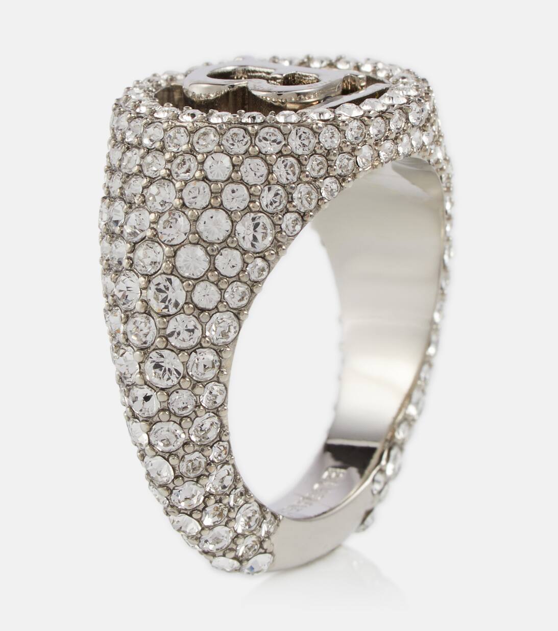 Monogram Embellished Signet Ring in Silver - Burberry | Mytheresa