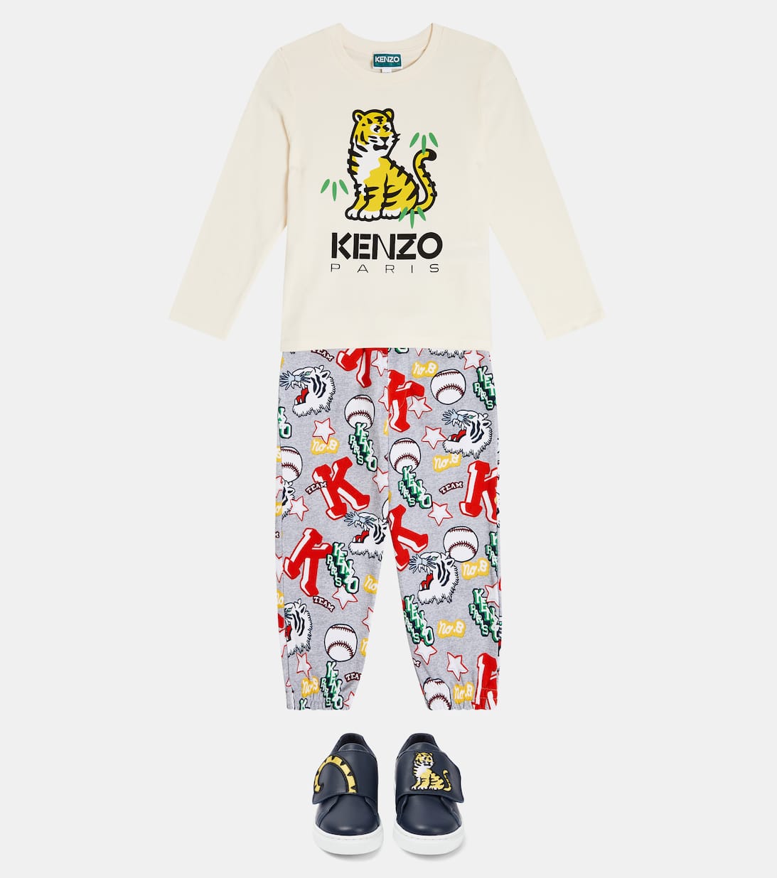 KENZO KIDS Younger Boys Grey Varsity Tiger Logo Tracksuit