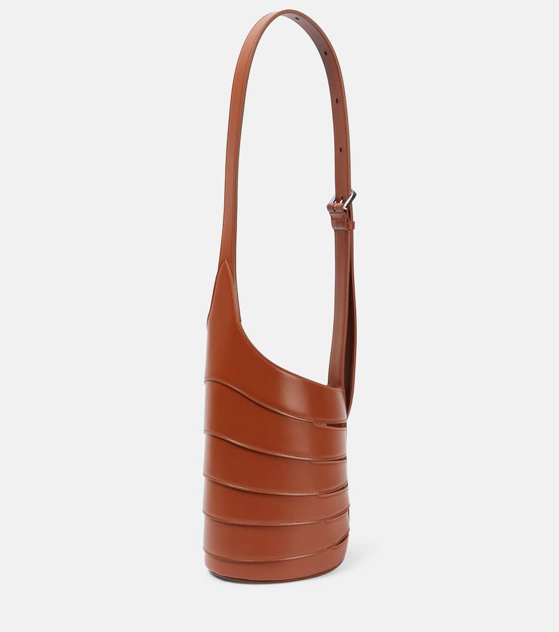Babel Small Leather Shoulder Bag in Brown - Alaia | Mytheresa