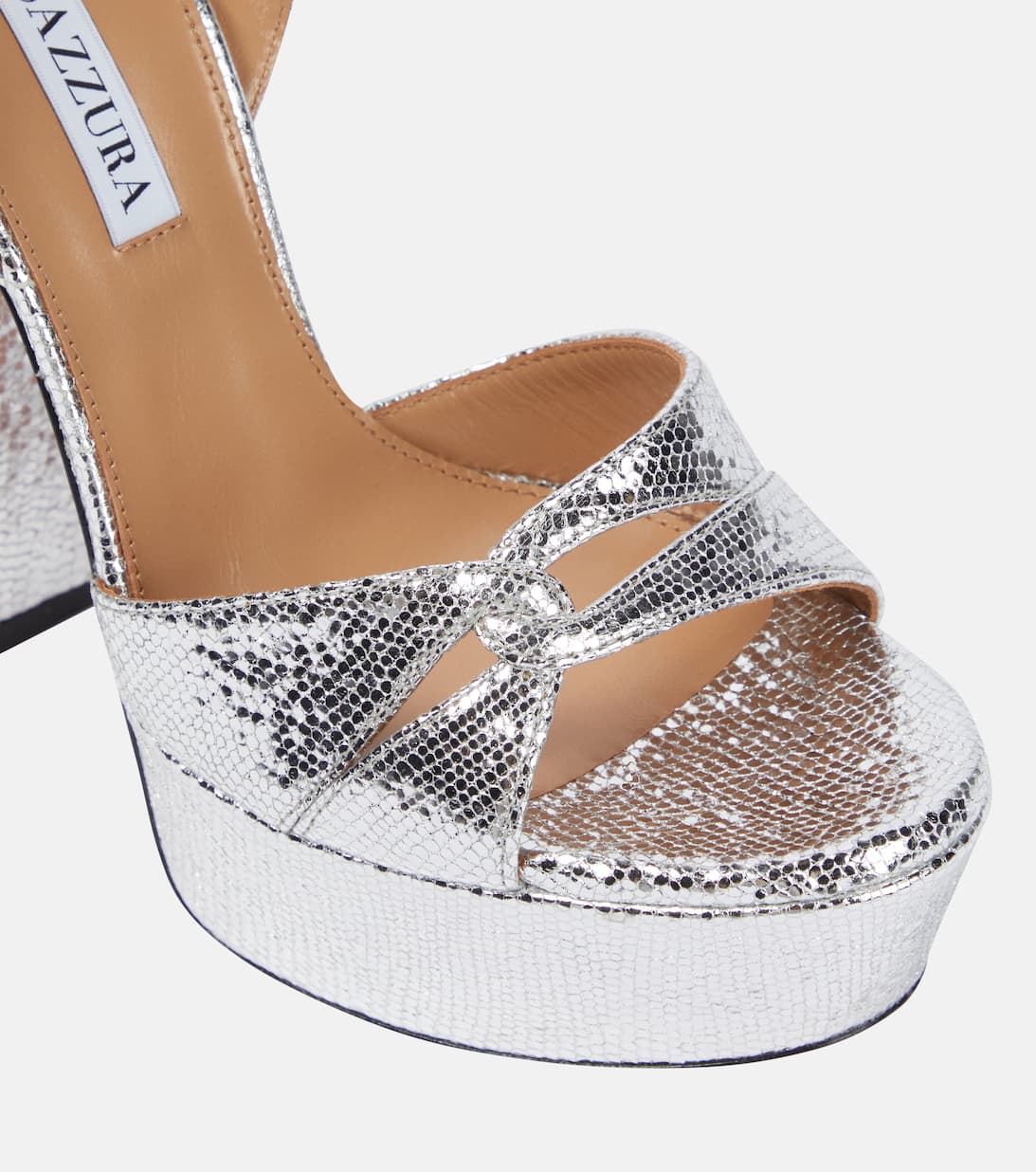 Sinner Leather Platform Sandals in Silver - Aquazzura | Mytheresa