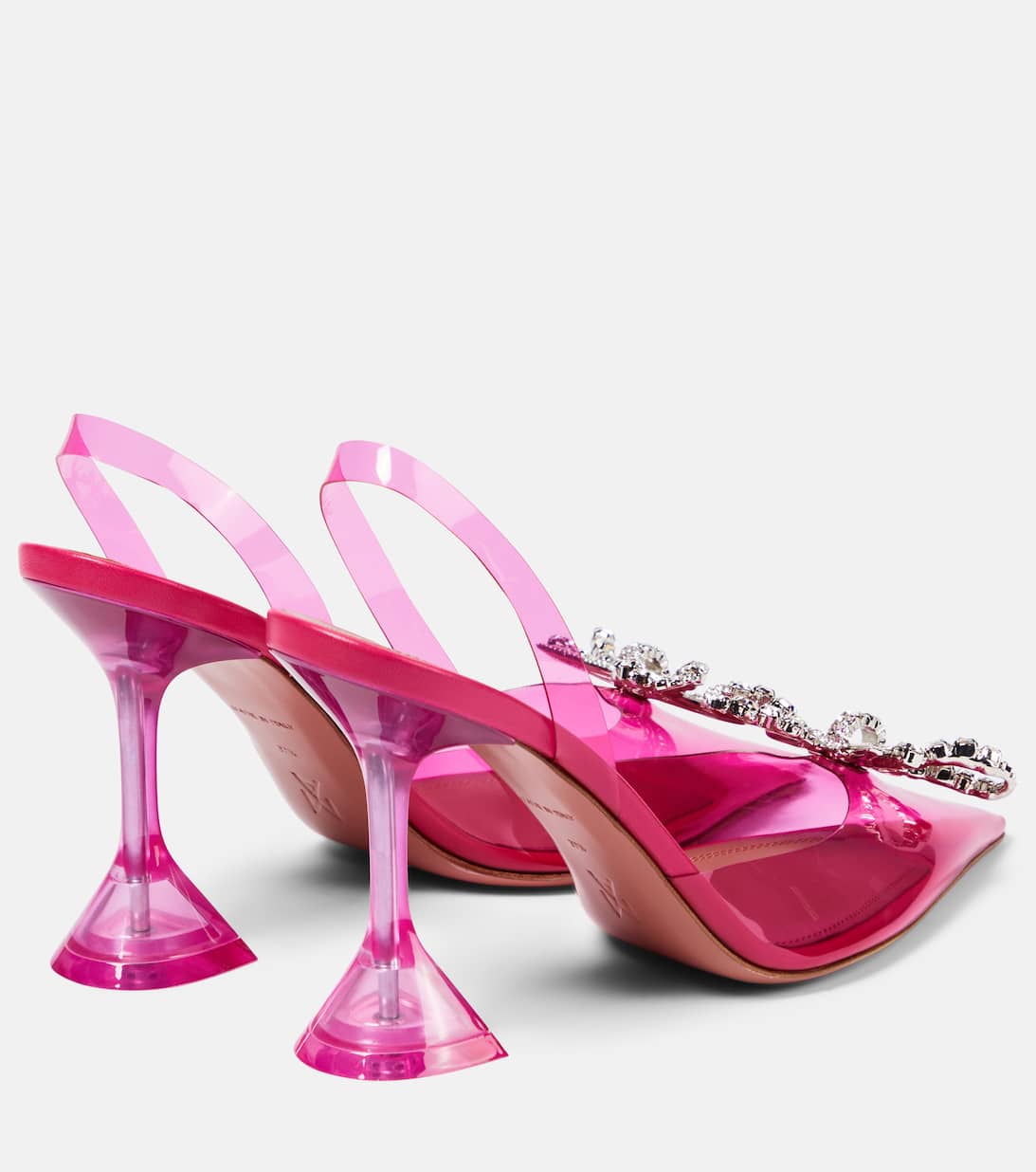 Rosie Embellished PVC Slingback Pumps in Pink - Amina Muaddi | Mytheresa