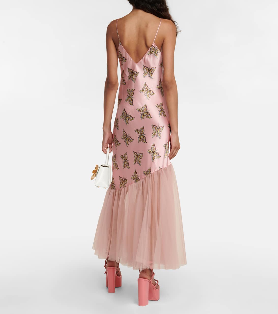 Printed Silk Satin And Tulle Dress in Multicoloured - Rodarte | Mytheresa