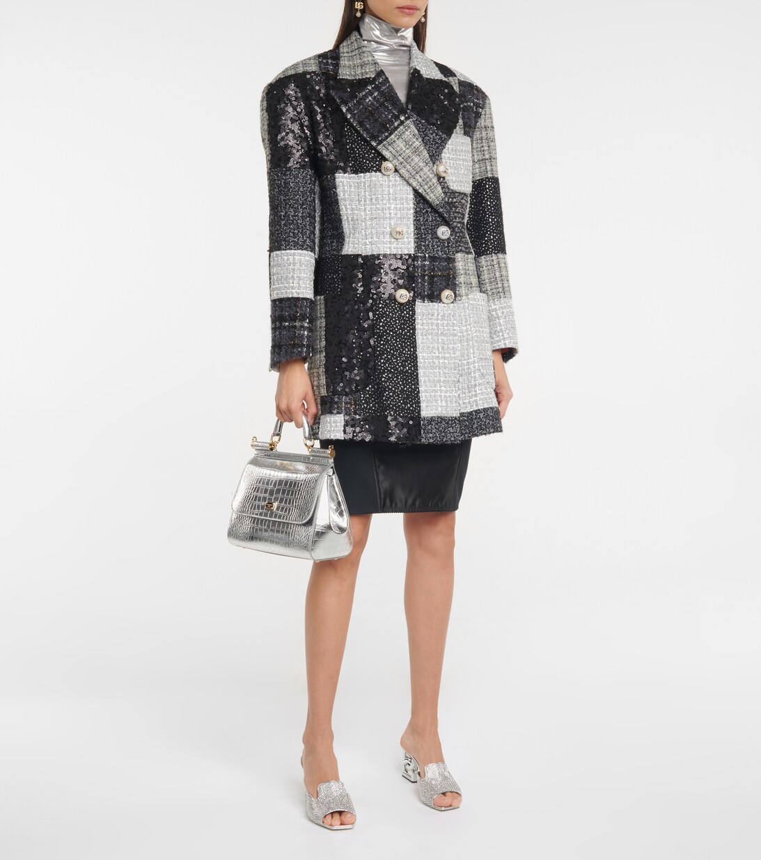 Patchwork Tweed Blazer in Grey - Dolce Gabbana | Mytheresa