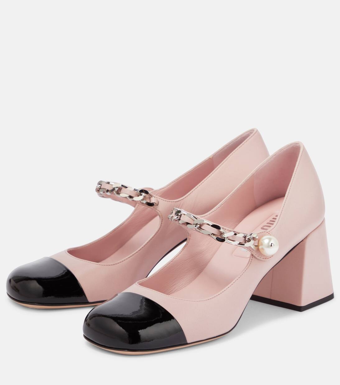 Mary Jane Leather Pumps in Pink - Miu Miu | Mytheresa