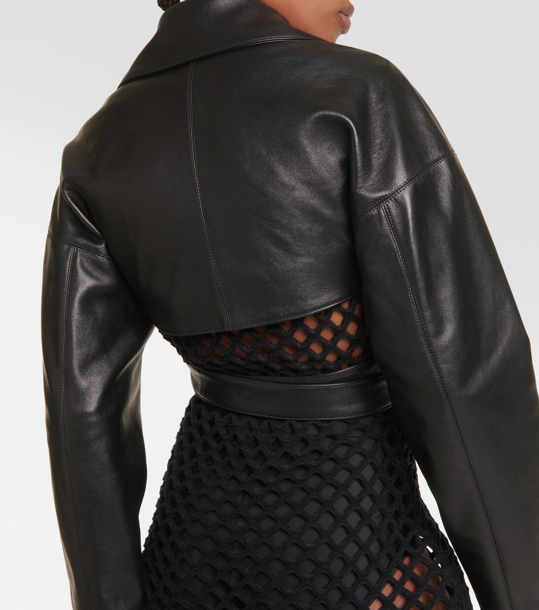 Cropped Leather Jacket in Black - Alaia | Mytheresa