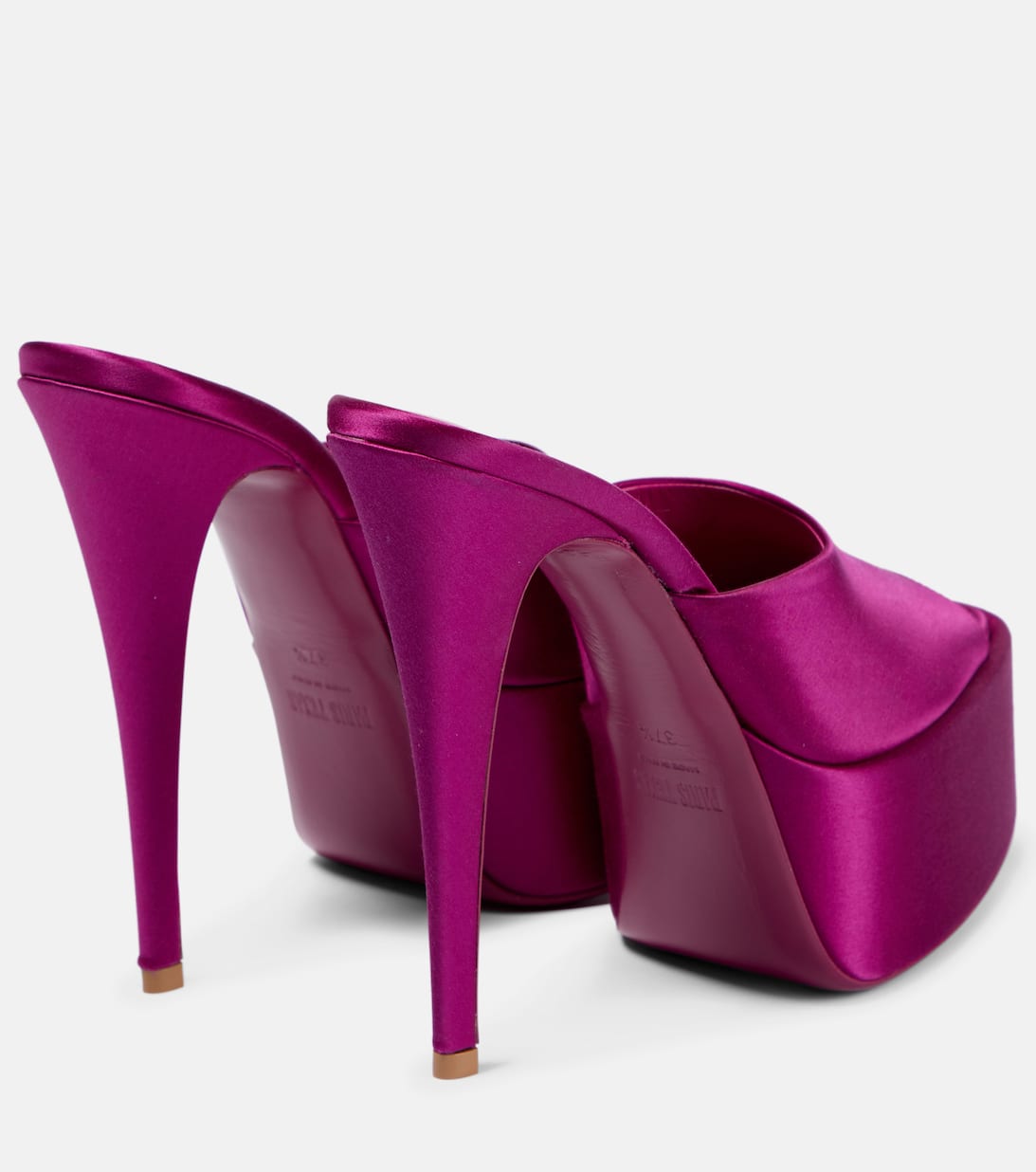 Marina Satin Platform Mules in Pink - Paris Texas | Mytheresa