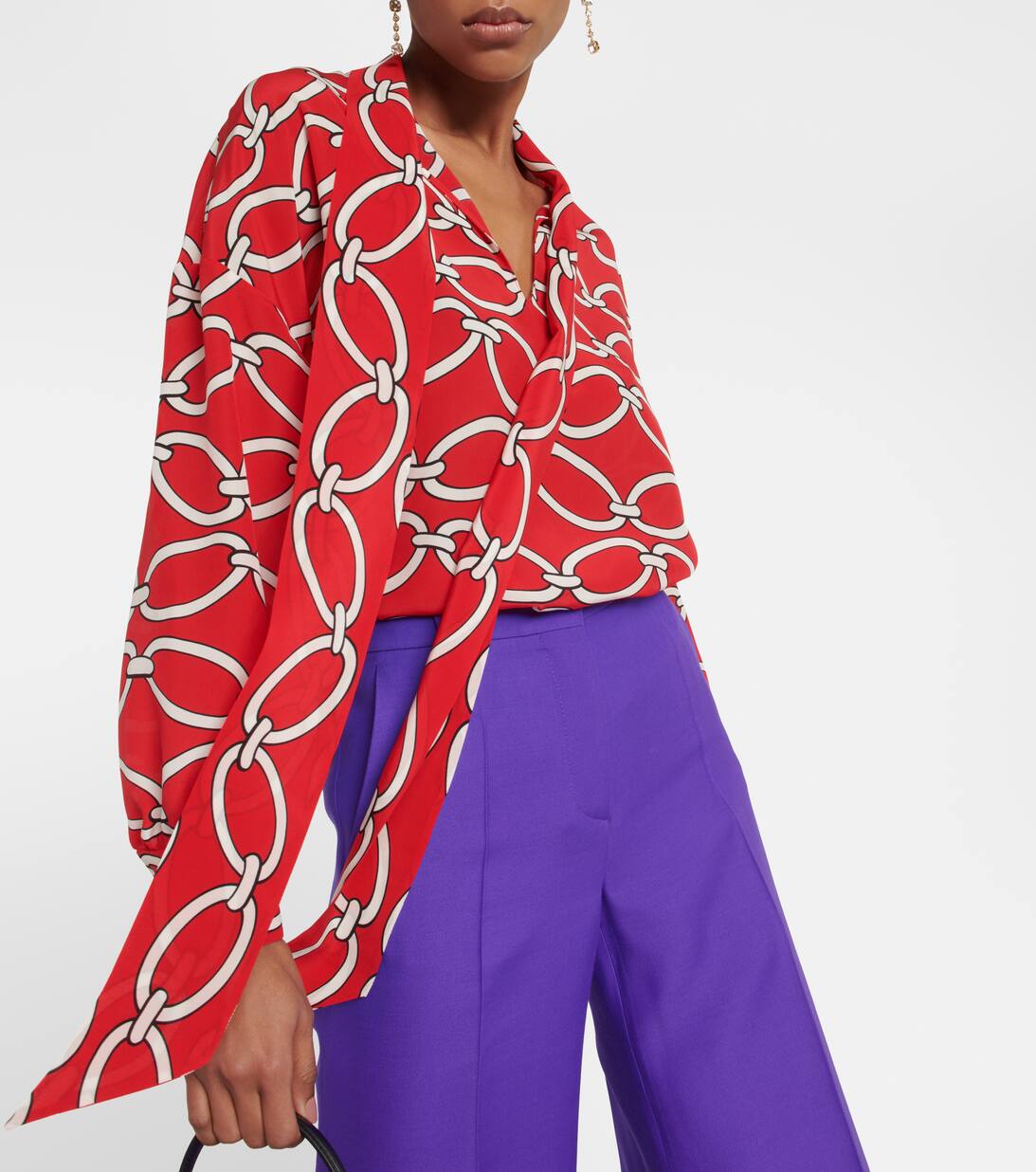 Chain 1967 Silk Blouse in Red - Valentino | Mytheresa