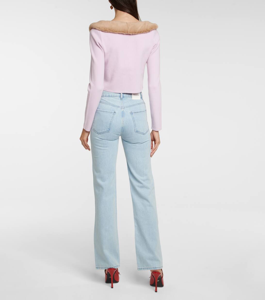 Le Jane Embellished High Rise Jeans in Blue - Frame | Mytheresa