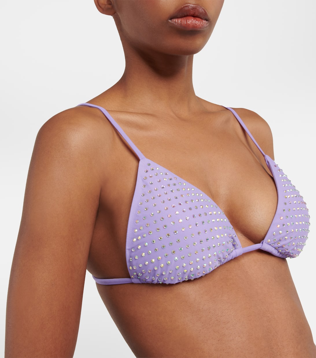 Embellished Bikini Top in Purple - Self Portrait | Mytheresa