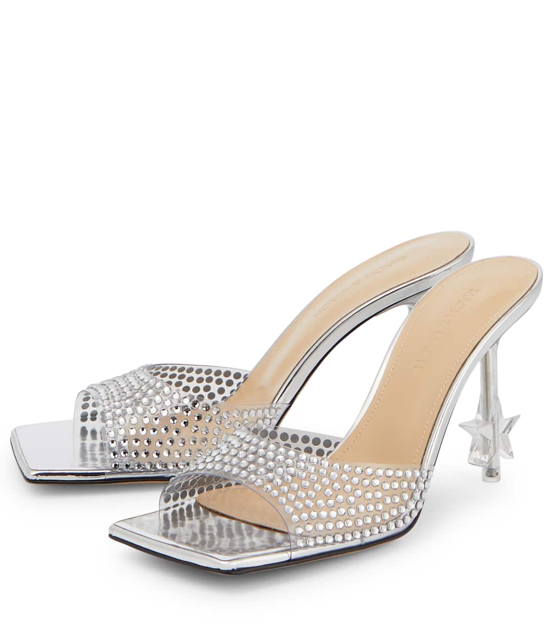 Star Crystal Embellished PVC Mules in Silver - Mach Mach | Mytheresa