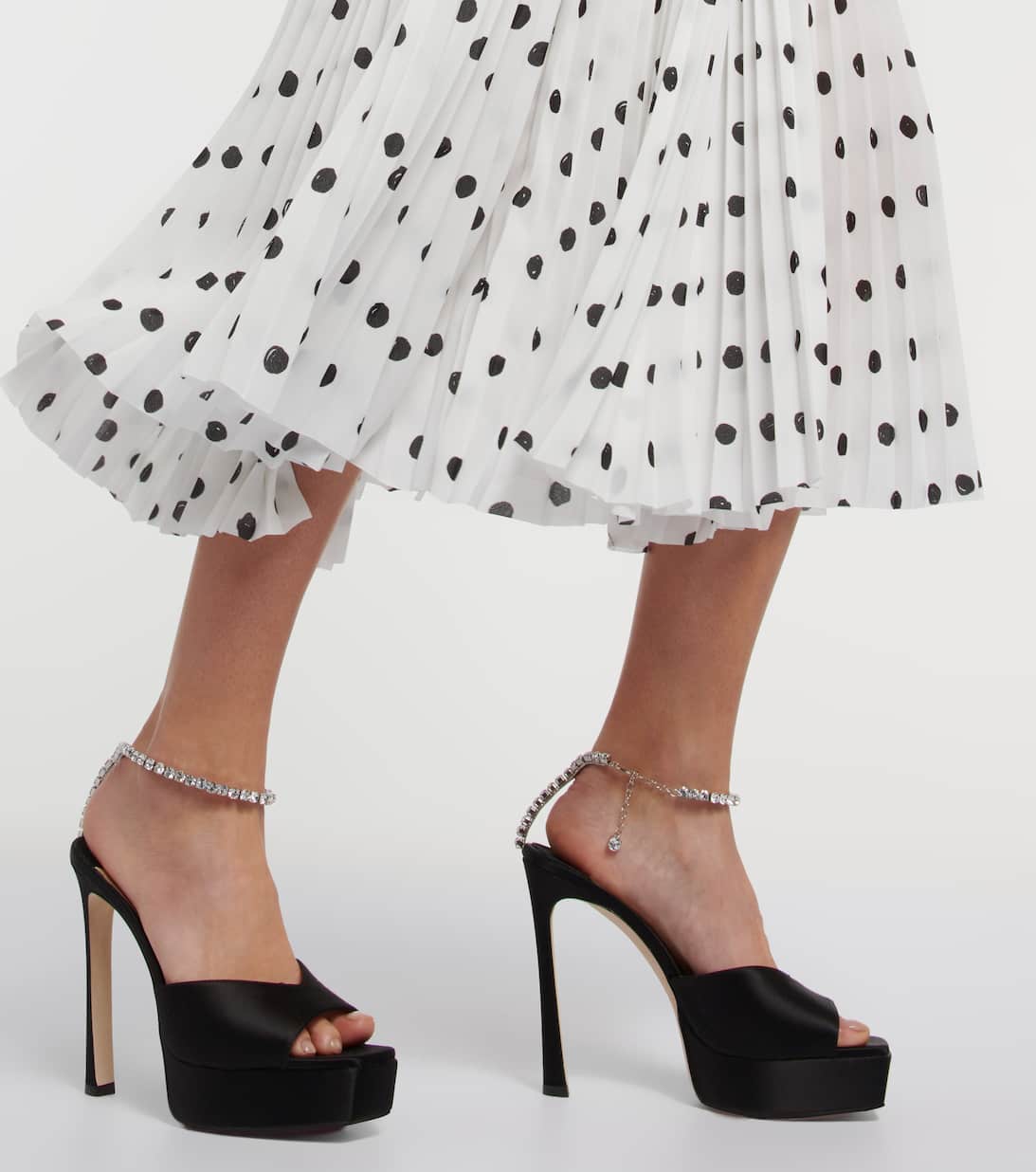 Saeda 125 Embellished Satin Platform Sandals in Black - Jimmy Choo ...