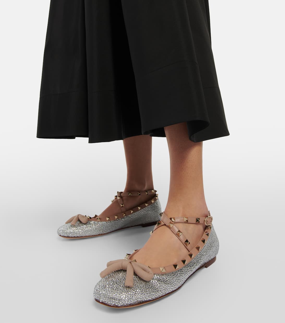 Ballerine Decorate Con Borchie in Metallizzato - Valentino Garavani ...