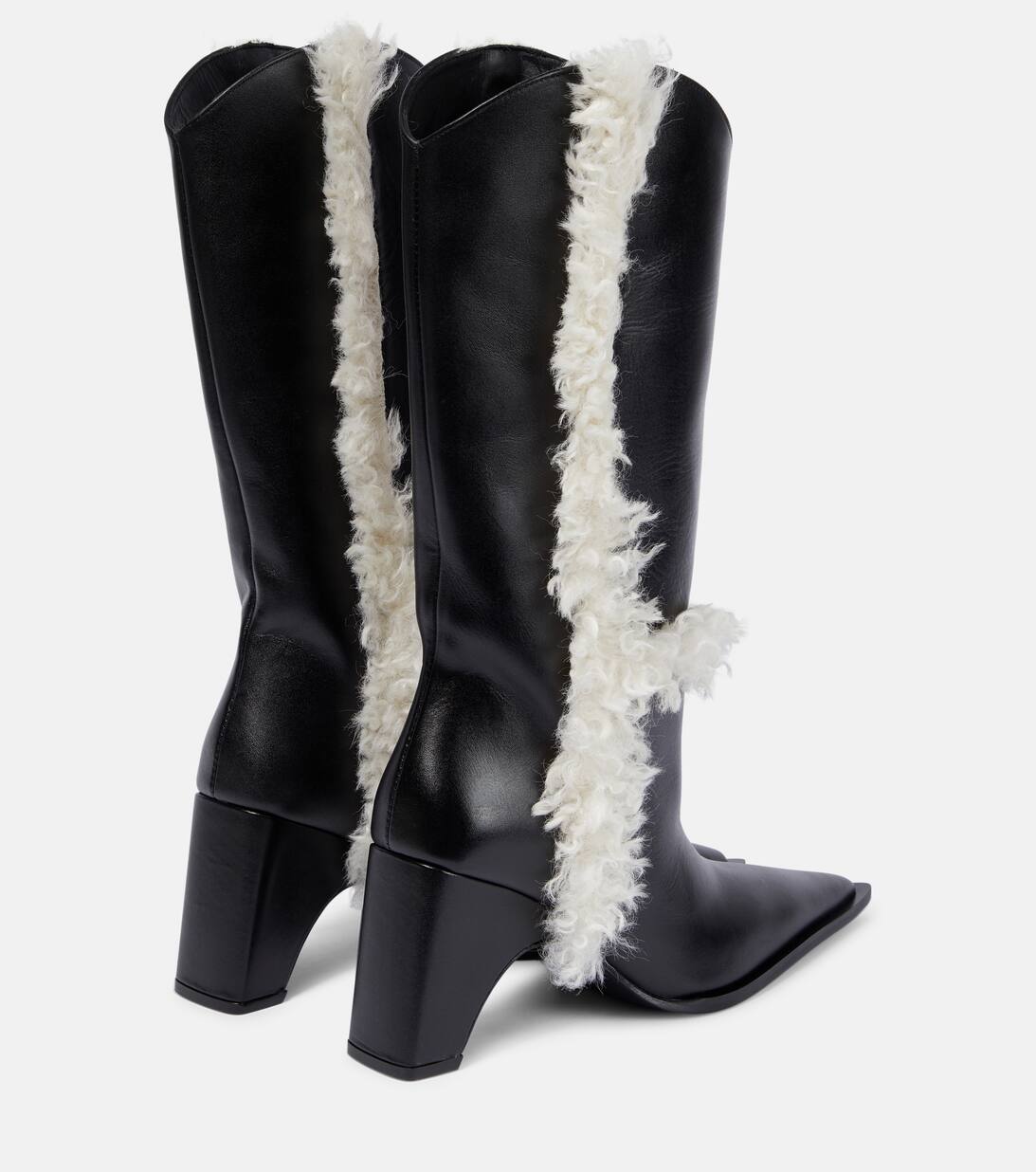 Bridge Faux Shearling Trimmed Knee High Boots in Black - Coperni ...