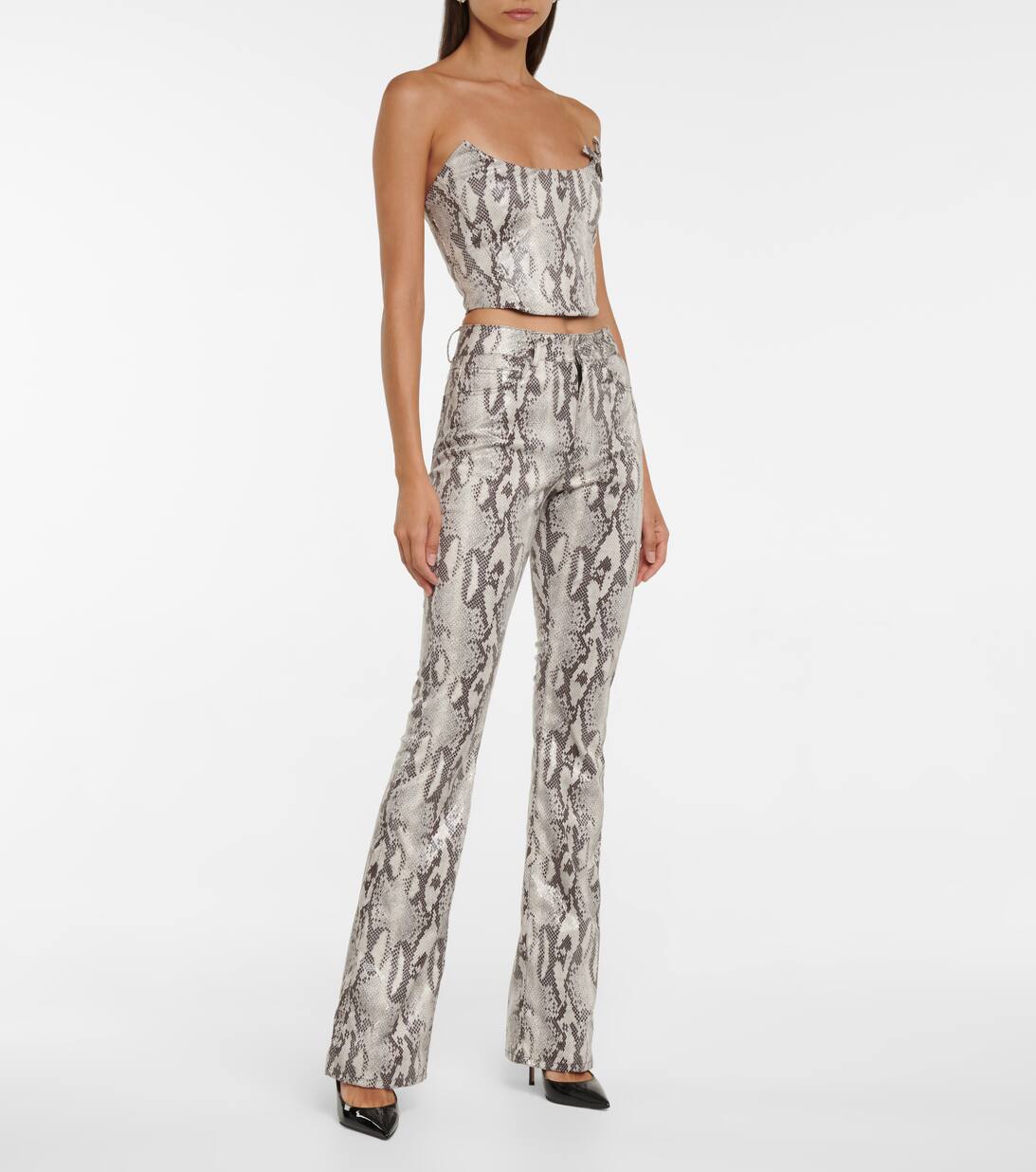 Snake Print Bustier in Grey - Alessandra Rich | Mytheresa