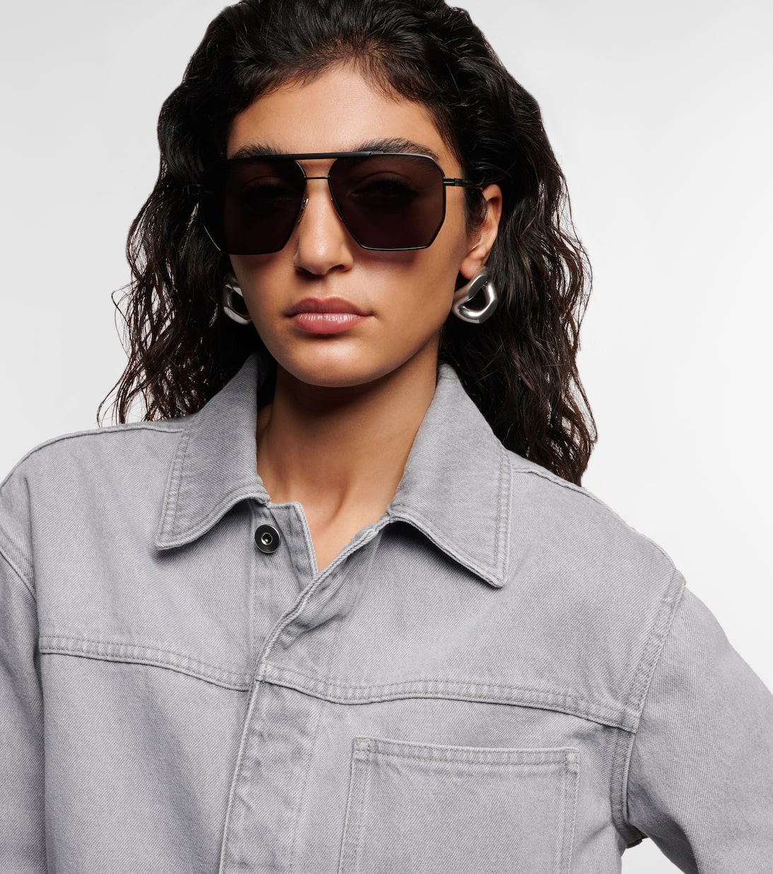 Square Aviator Sunglasses in Black - Bottega Veneta | Mytheresa