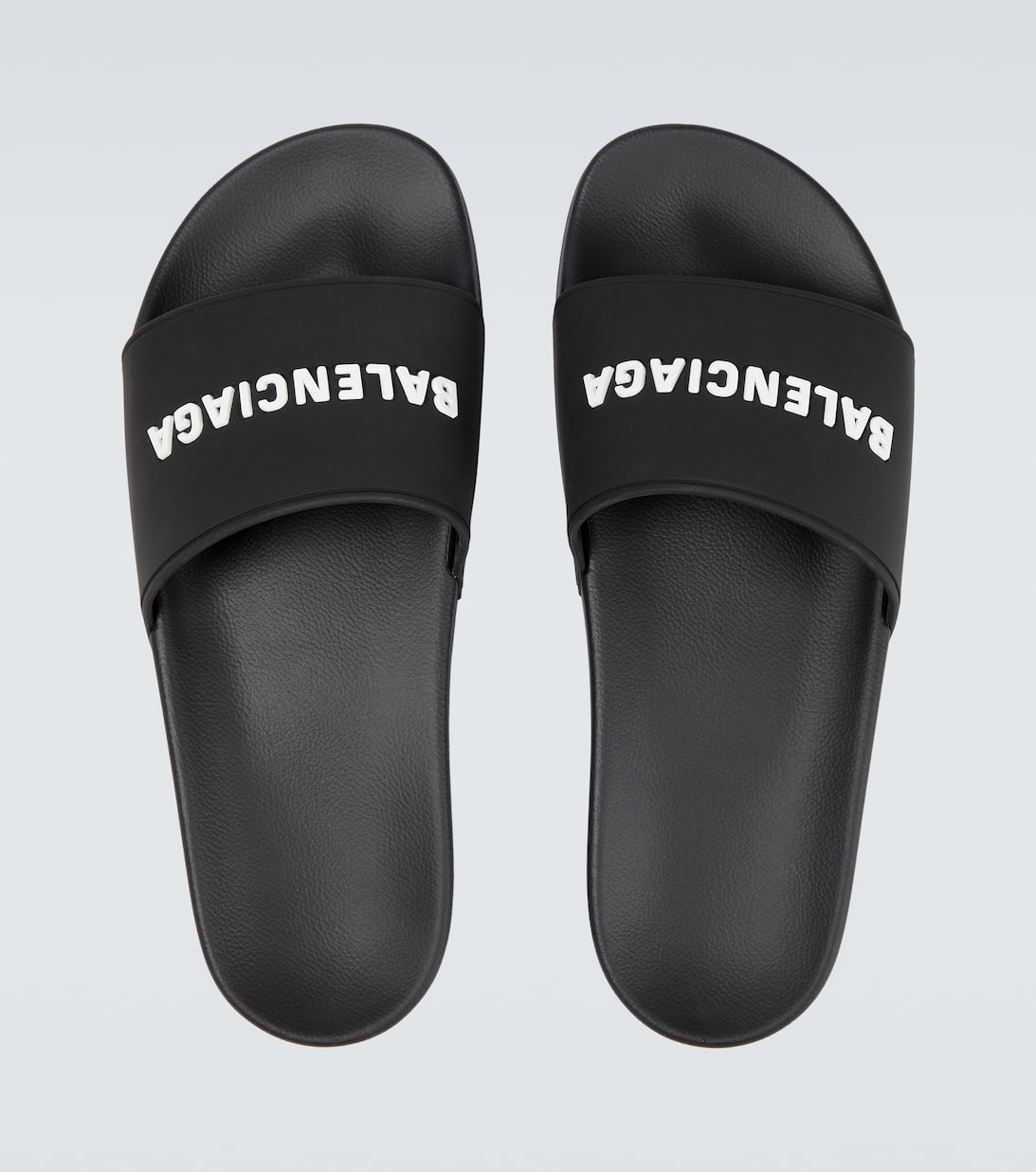 Pool Logo Rubber Slides in Black - Balenciaga | Mytheresa