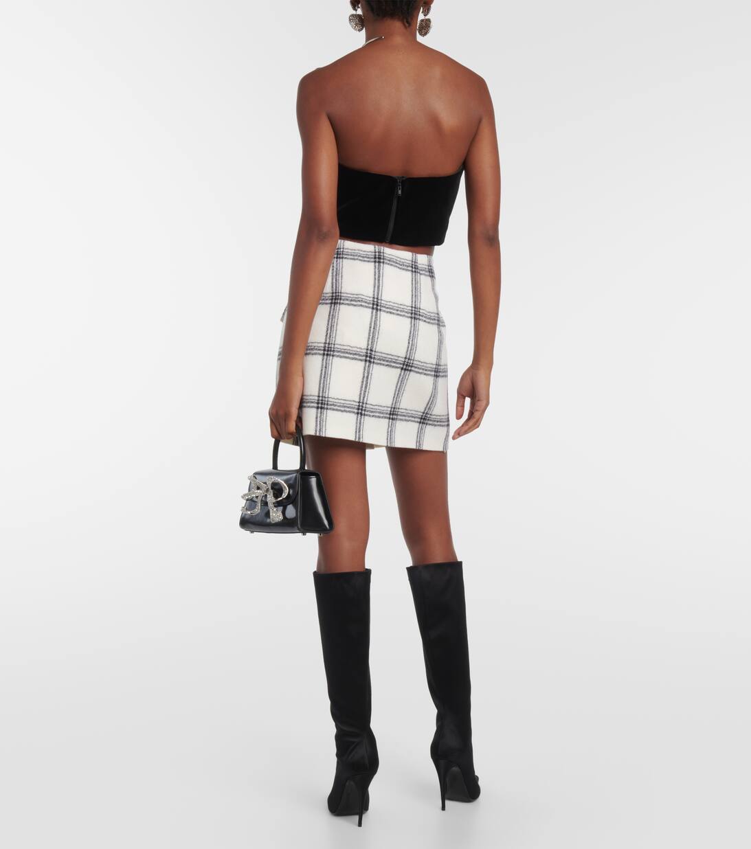 Velvet Crop Top in Black - Self Portrait | Mytheresa