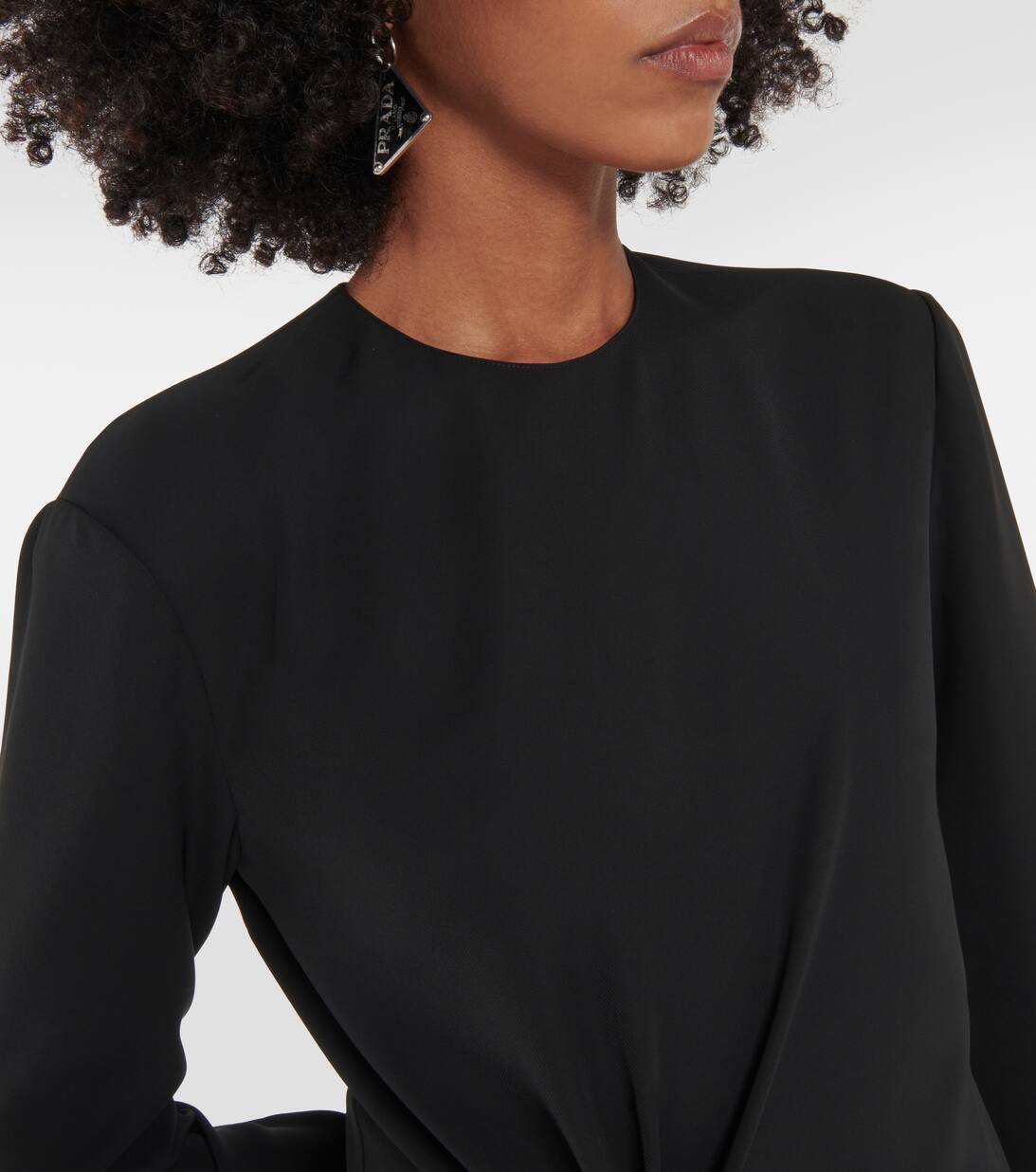 Embellished Crepe Midi Dress in Black - Prada | Mytheresa