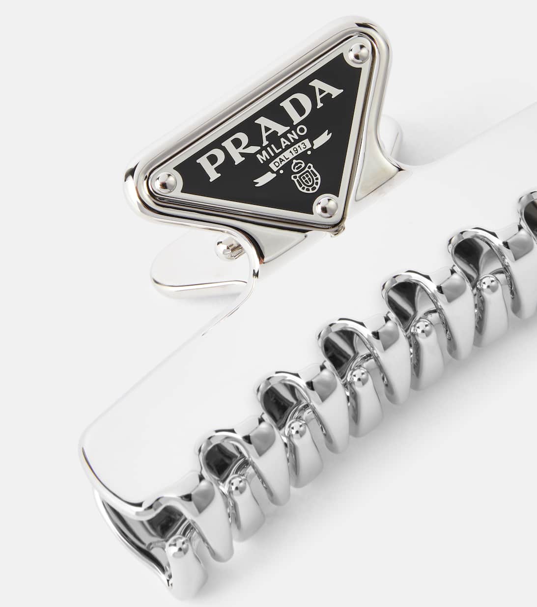 Logo Hair Clip in Silver - Prada | Mytheresa