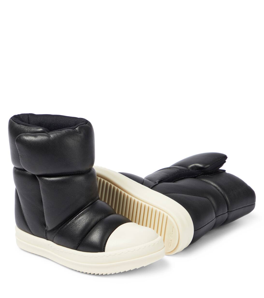 Puffer Leather Boots in Black - Rick Owens Kids | Mytheresa