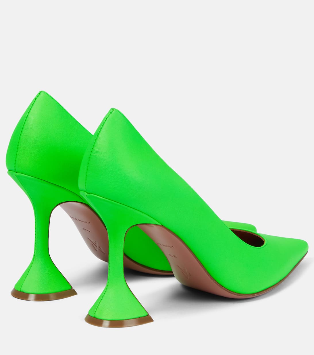 Ami Leather Pumps in Green - Amina Muaddi | Mytheresa